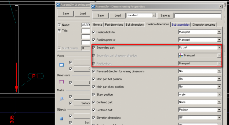 Dimensioning to center lines on drawings | Trimble User Assistance